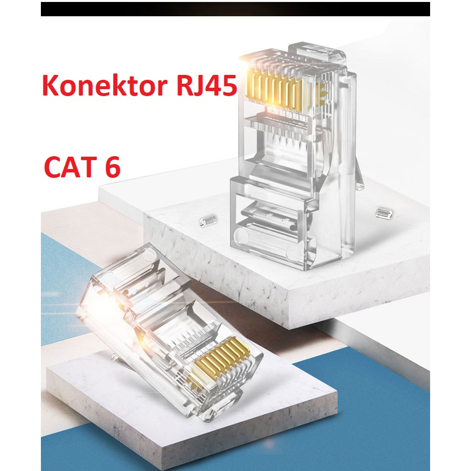 Jual Konekor Connector kABEL LAN RJ45 Cat 6 Cat6 Modular Plug Ethernet | Shopee Indonesia