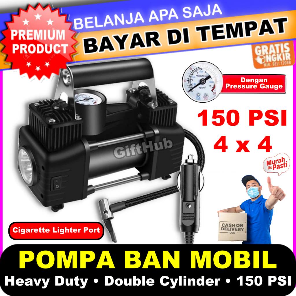Jual Pompa Angin Elektrik Ban Mobil Bus/Truk Compressor Double Cylinder ...