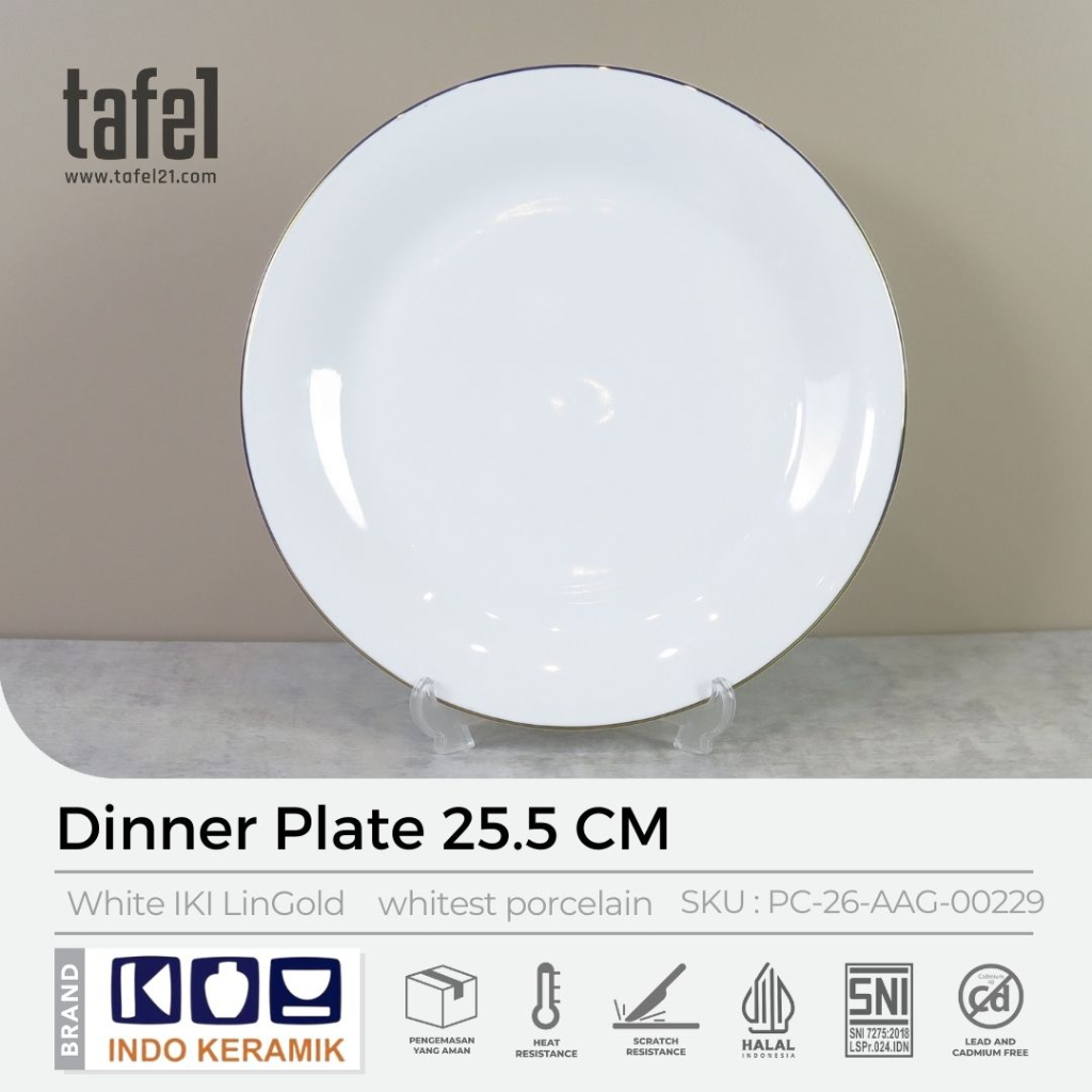 Jual INDO KERAMIK Piring Dinner Plate Lis Emas HORECA 25.5 cm | Shopee ...