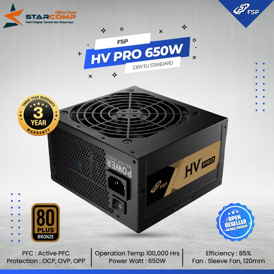 Jual Power Supply FSP HV PRO 650 Watt PSU 80+ PSU 650W | Shopee Indonesia
