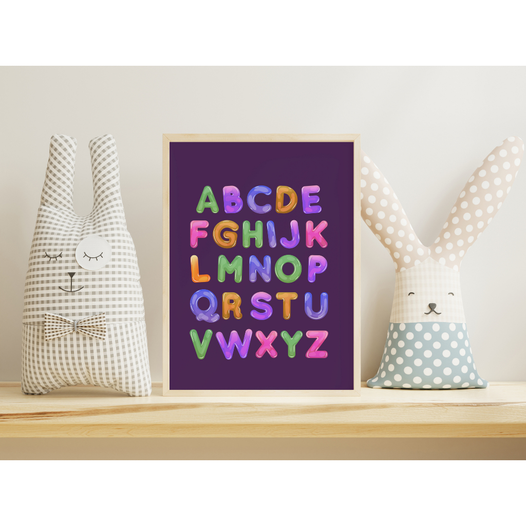 Jual Bingkai Poster Edukasi Anak Pigura Kayu Media Belajar Huruf Angka ...