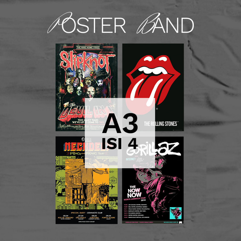 Jual POSTER BAND DINDING MURAH AESTHETIC GLOSSY UKURAN A3 ISI 4PCS ...