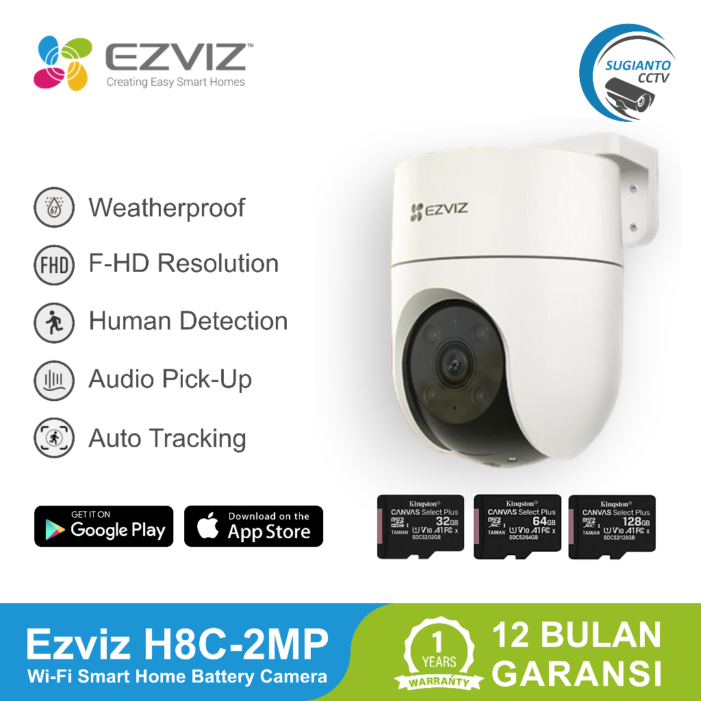 Jual CCTV Ezviz H8C 2 MP 1080p Outdoor Pan & Tilt Wifi IP Camera Auto ...
