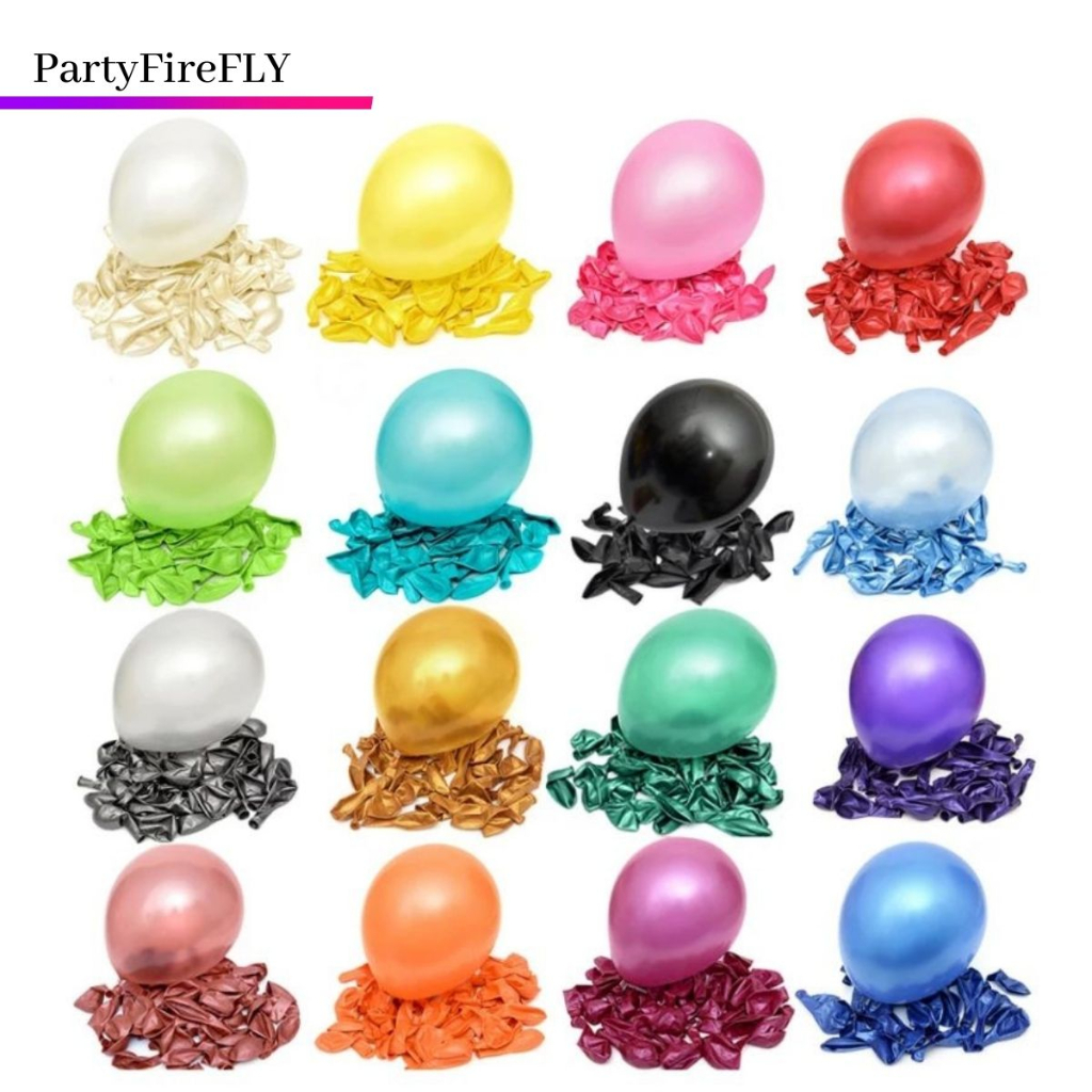 Jual Balon latex metalik / balon karet polos perpack 12inch (isi100 ...
