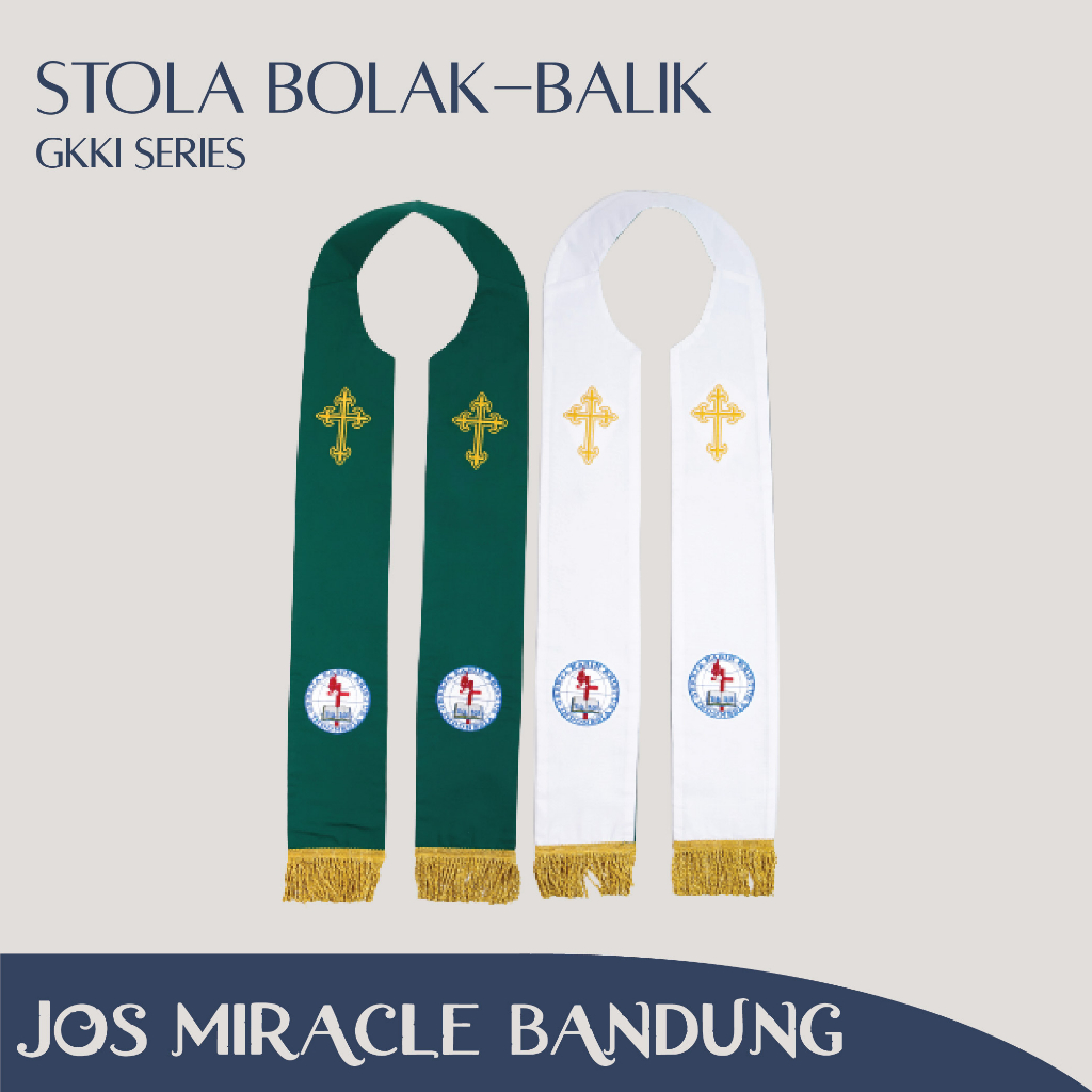 Jual Gereja Kasih Kristus Indonesia/GKKI - Stola Bordir Hijau Putih ...