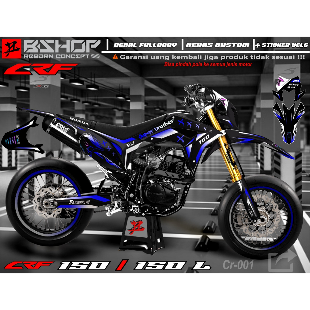 Jual Stiker decals trail CRF 150L keren simpel variasi warna pilihan ...