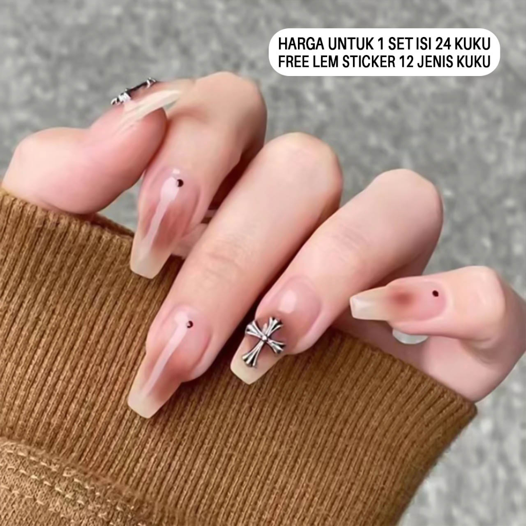 Jual Kuku palsu 3d nail art timbul lucu fake nails panjang estetik ...
