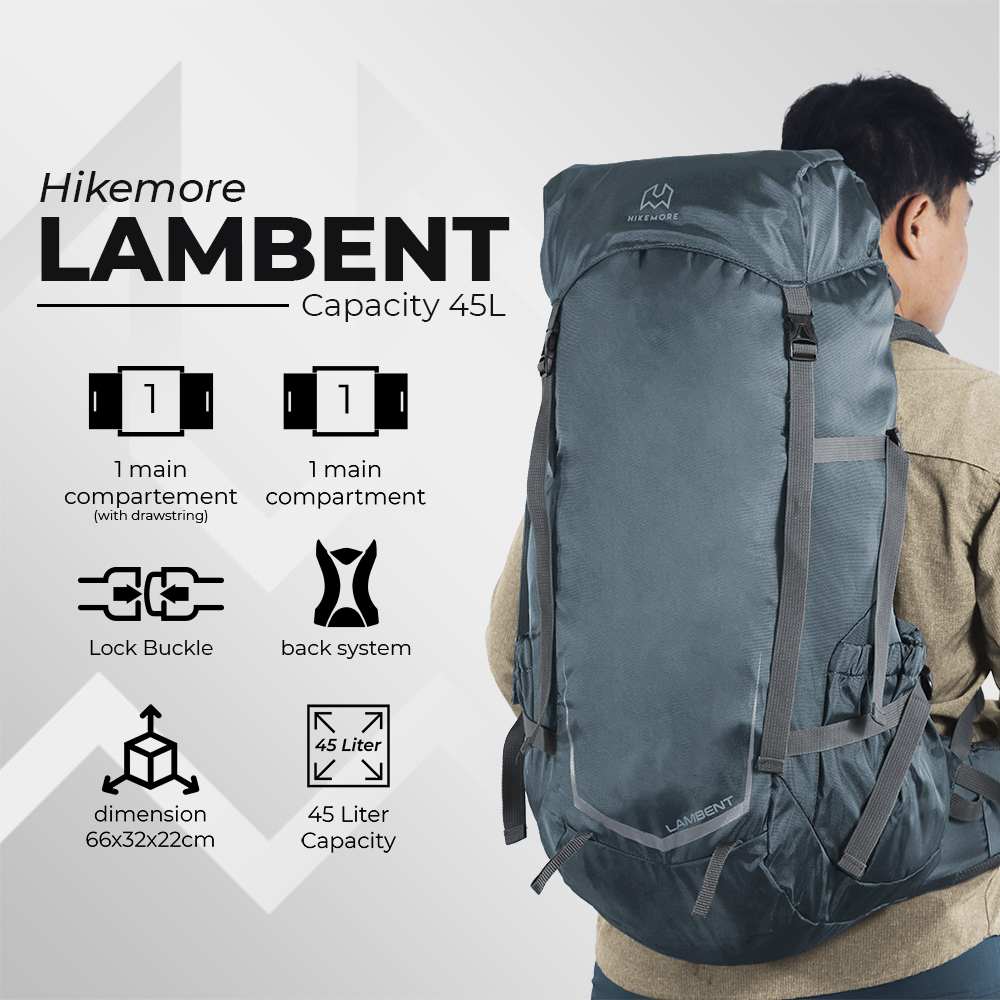 Jual Tas Hiking Gunung Ransel Outdoor Carrier Hikemore Lambent 45L Original | Shopee Indonesia
