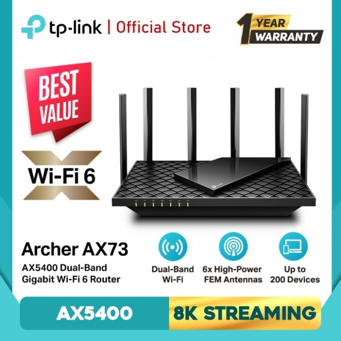 Jual TP-Link Archer AX73 AX5400 Dual-Band Gigabit Wi-Fi 6 Router | Shopee Indonesia