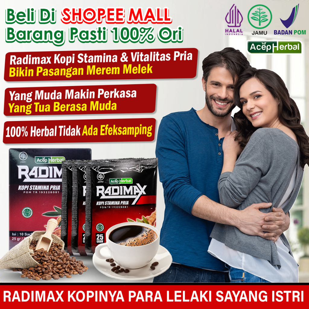 Jual RADIMAX Kopi Stamina Pria Kuat Tahan Lama Herbal Aman di Lambung 1 ...