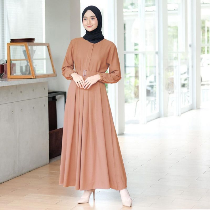 Jual Elsa Maxy Dress Gamis Wanita Simple Dan Elegan Bahan Tiffany Twill ...
