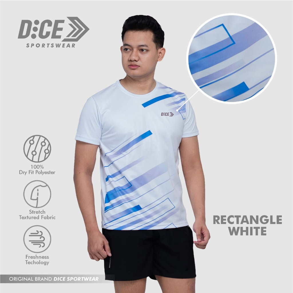 Jual DICE Jersey Ractangle White Baju Olahraga Putih Cepat Kering | Shopee Indonesia