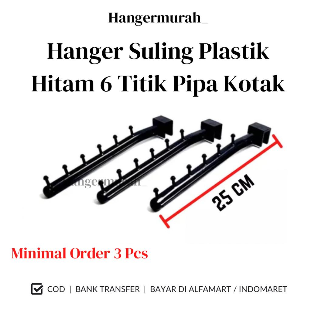 Jual Gantungan Hanger Suling Plastik Hitam Kotak 6 Titik Paku ...