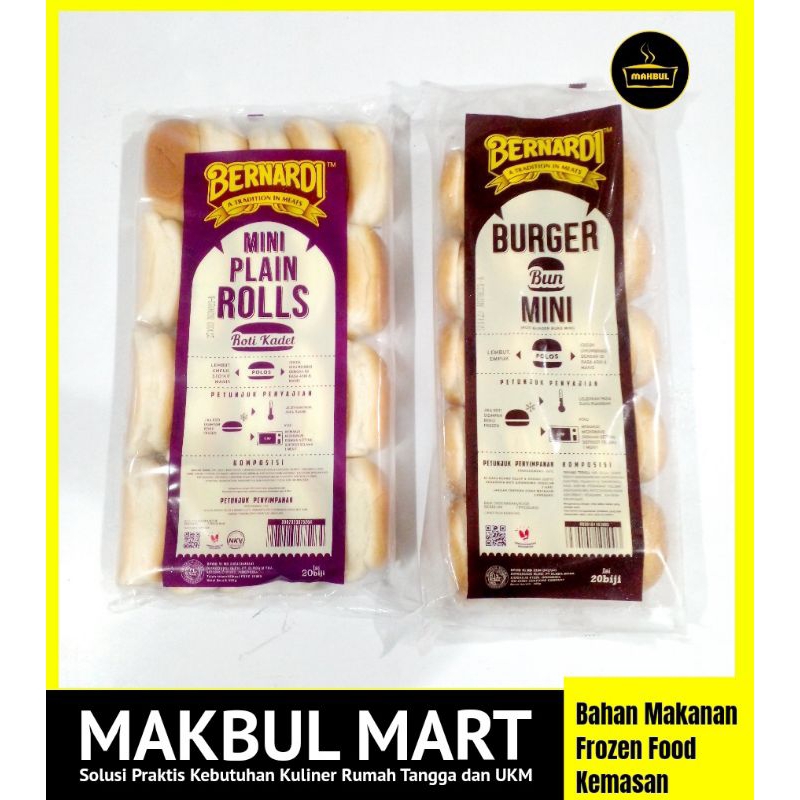 Jual BERNARDI Roti Burger (Bun) Plain Rolls Mini (Hotdog) isi 20 ...