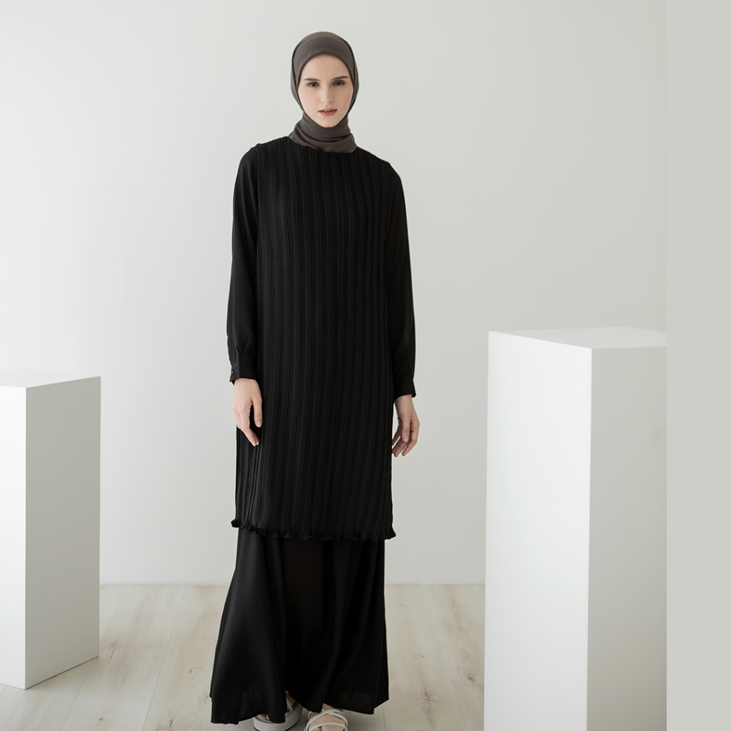 Jual Arthavida by Aska Label - Tunik wanita plisket lengan panjang ...
