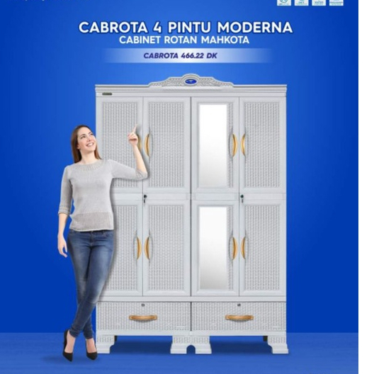 Jual Lemari Pakaian Plastik Napolly Cabrota 466.22 DK / Lemari 4 Pintu + Kaca MAHKOTA | Shopee ...