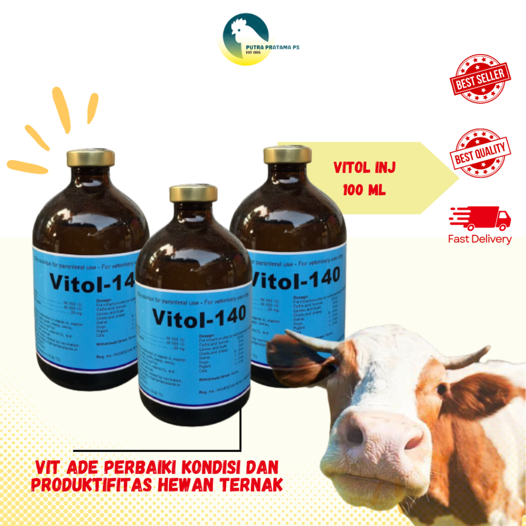 Jual VITOL 140 100 ml - Vitamin ADE Perbaiki Kondisi dan Produktifitas Hewan | Shopee Indonesia