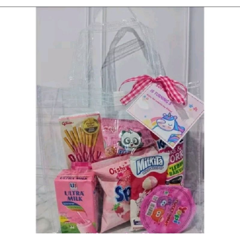 Jual Paket Snack Tema Pink Premium Tas Mika ( Free Card ) | Shopee ...