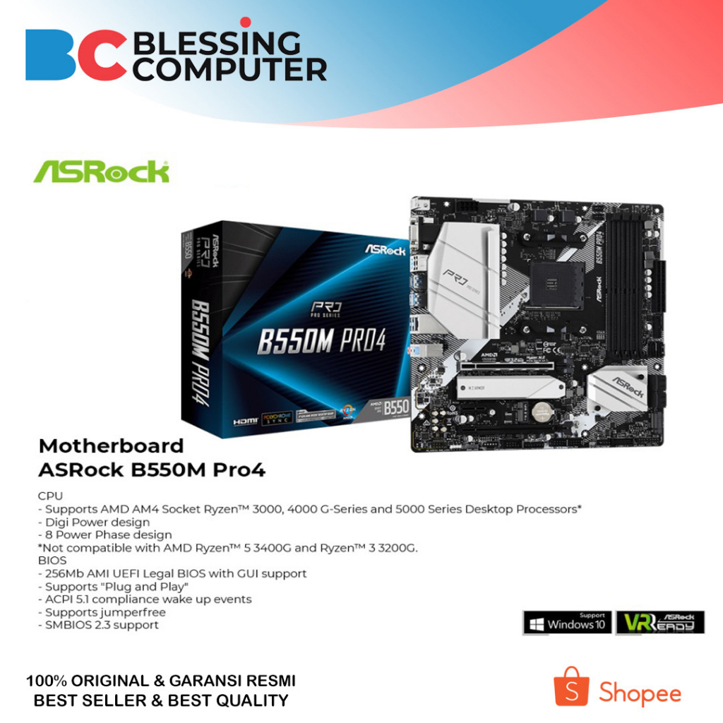Jual Motherboard ASROCK B550M PRO4 / Motherboard AMD | Shopee Indonesia