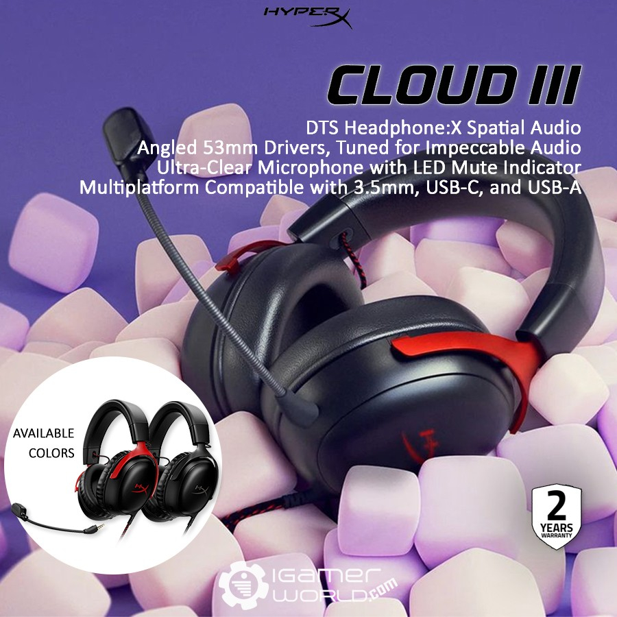 Jual HyperX Cloud III / Cloud 3 DTS Spatial Audio Gaming Headset | Shopee Indonesia