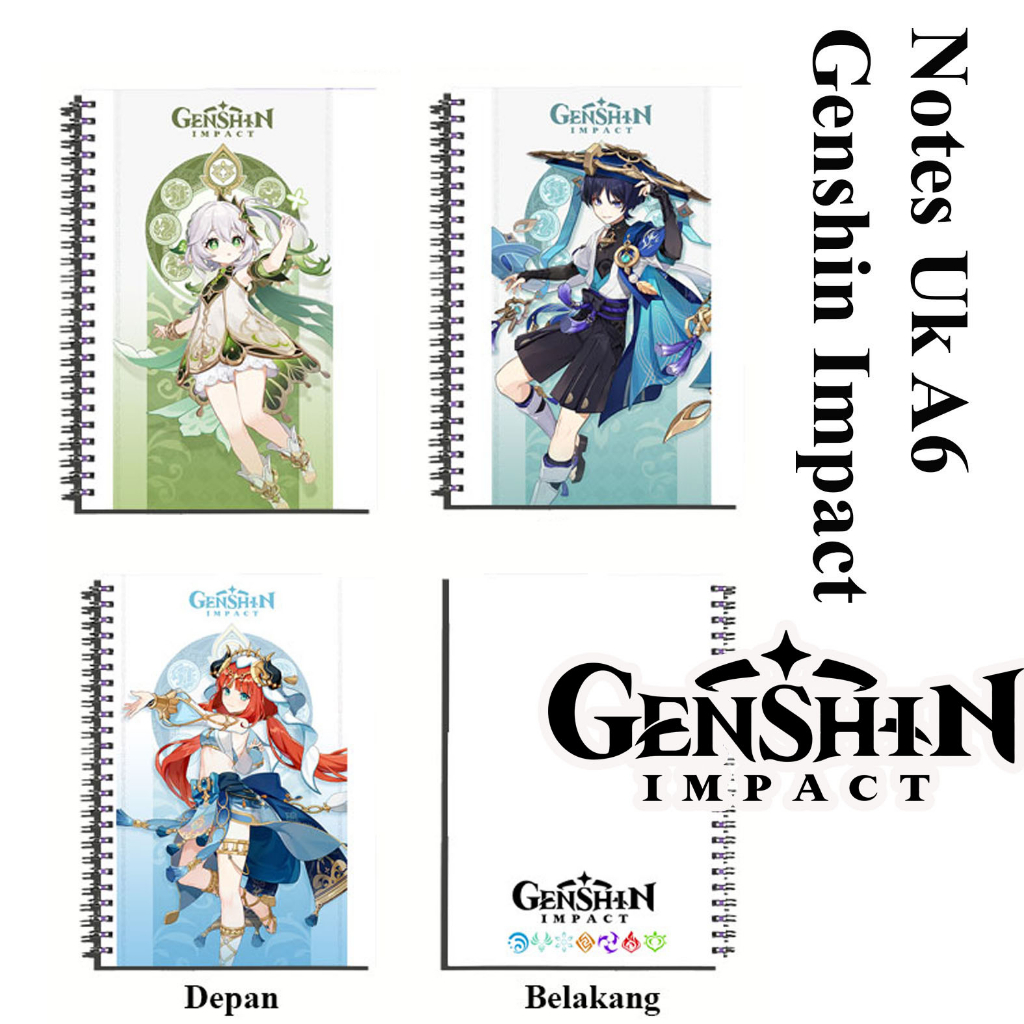 Jual jurnal / note book / buku catatan / anime game genshin impact uk ...