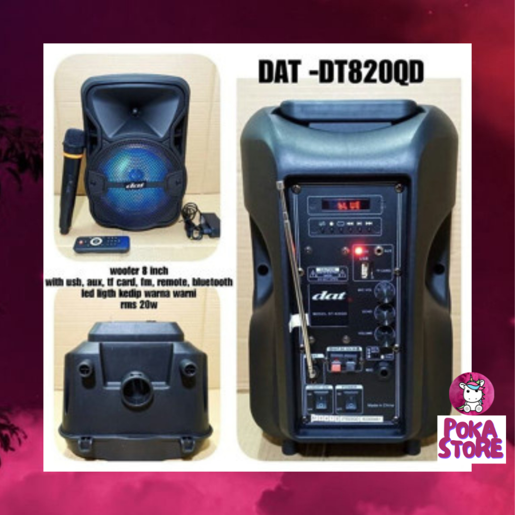 Jual SPEAKER ACTIVE PORTABLE DAT 20 WATT BLUETOOTH USB DT - 820 QD ...