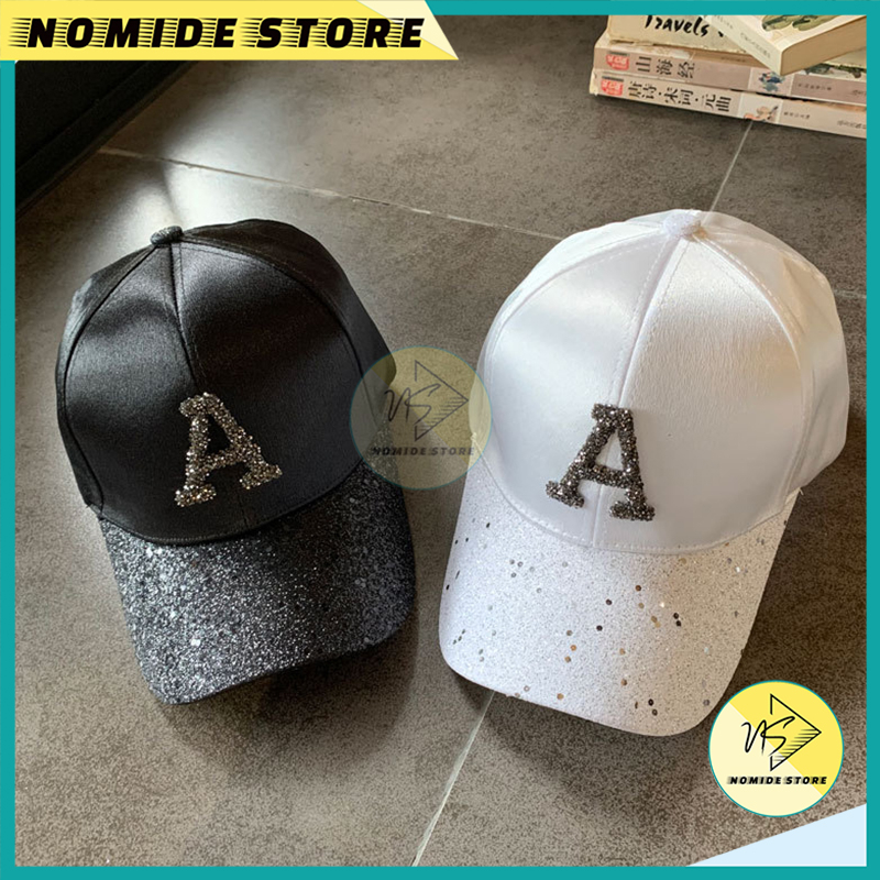 Jual Topi Baseball Pria Wanita Logo A Satin Glitter Mewah Gaya Korea ...