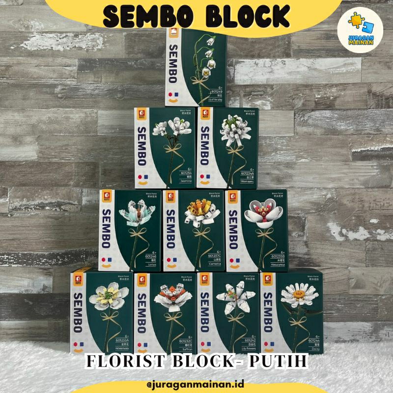 Jual SEMBO BLOCKS Flower White Series - Bricks Blocks bongkar susun ...