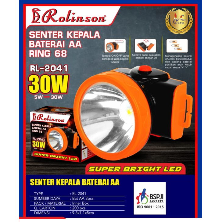 Jual Senter Kepala Baterai AA Ring 68 headlmap RL-2041 cahaya PUTIH 2 ...