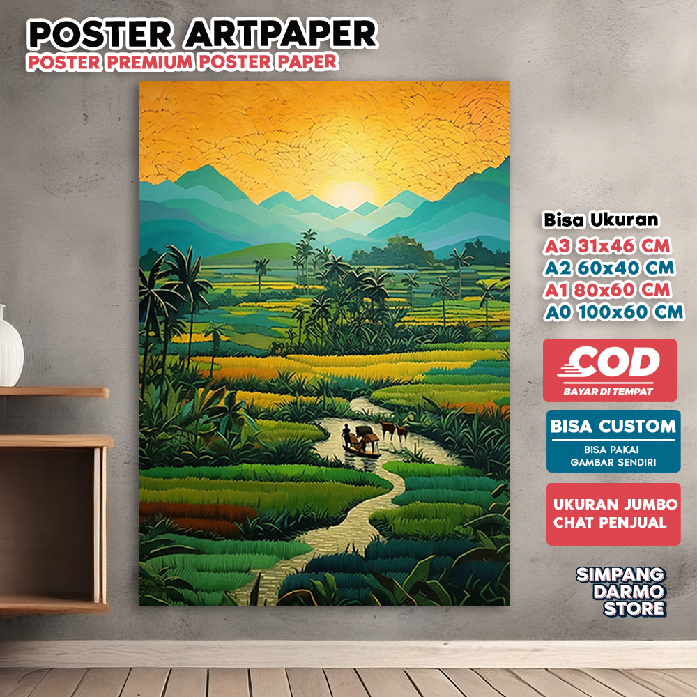 Jual Poster Poster Poster Sawah Indah Indonesia: Keindahan Estetik ...