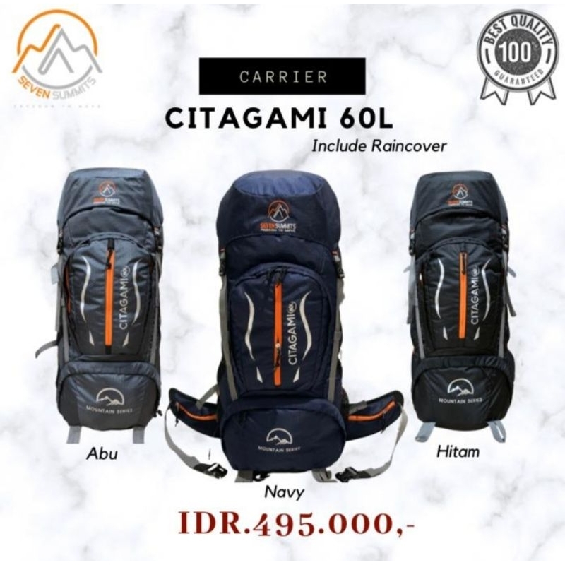Jual Carrier Tas Gunung Seven Summits Citagami 60L Up Raincover Original Citagami 80L | Shopee ...