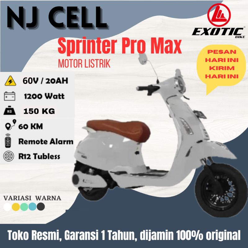 Jual MOTOR LISTRIK EXOTIC SPRINTER PRO MAX 60V 20AH EXOTIC TERBARU ...