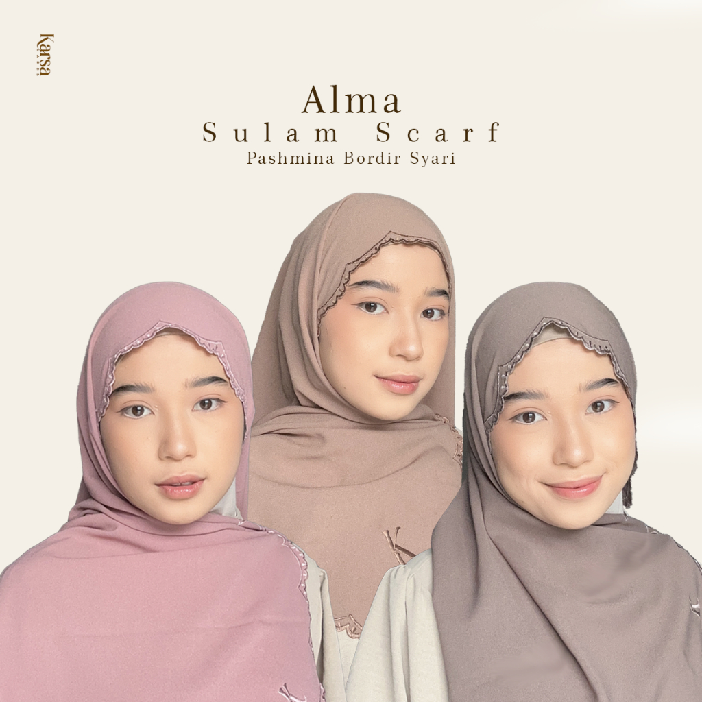 Jual Pashmina Bordir Syari Alma Sulam Scarf by Karsalabel | Shopee ...
