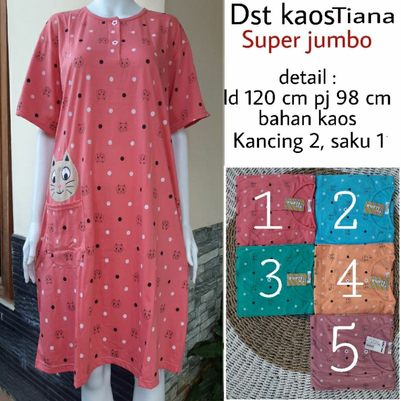 Jual Daster kaos ibu jumbo kancing depan lorita Tiana | Shopee Indonesia