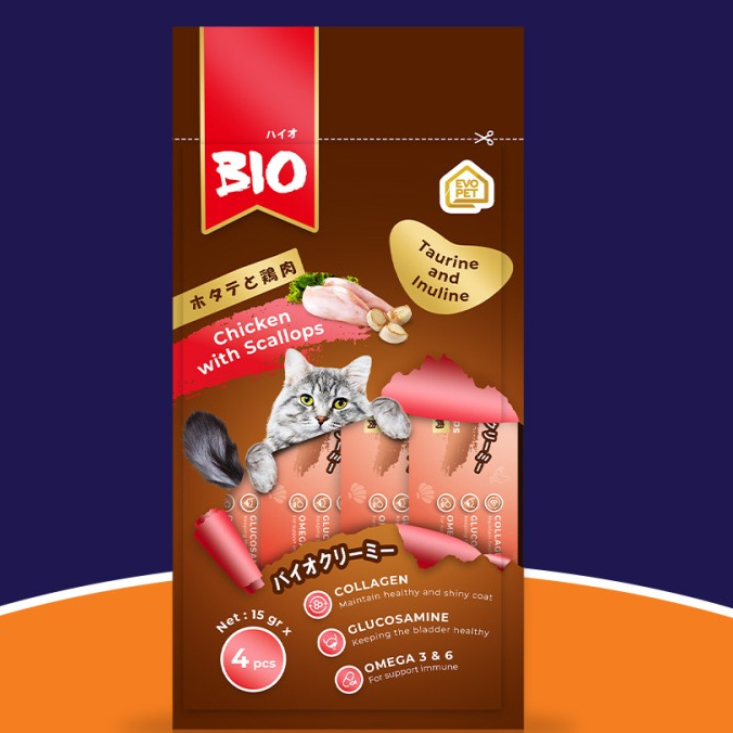 Jual Snack Bio Creamy Treath 15g Isi 4 Chicken Scallop | Shopee Indonesia