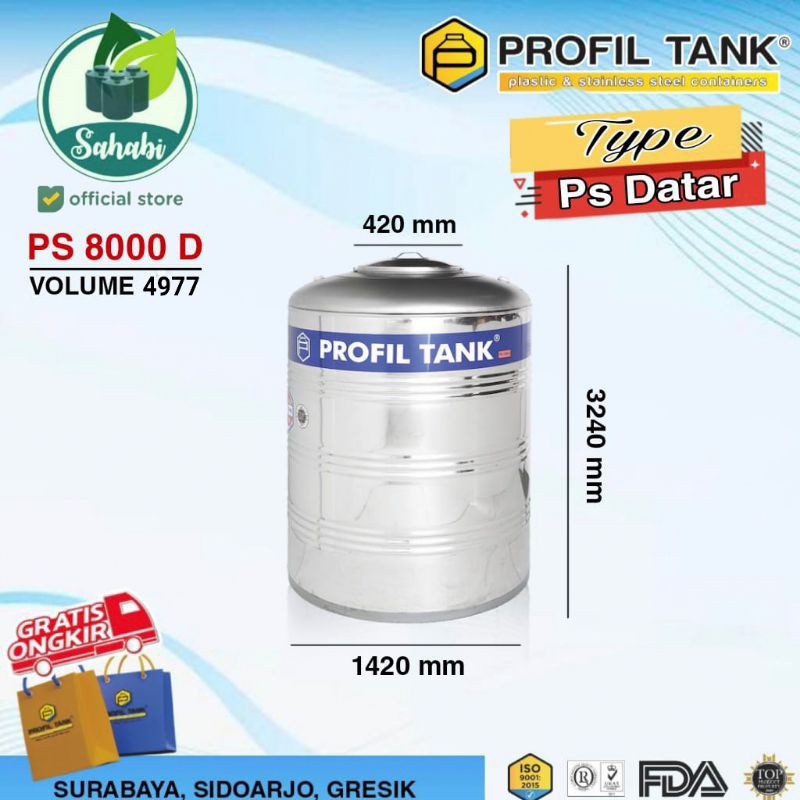 Jual Toren Air Tangki Air Tandon Air Profil Tank Stainless PS 8000 ...