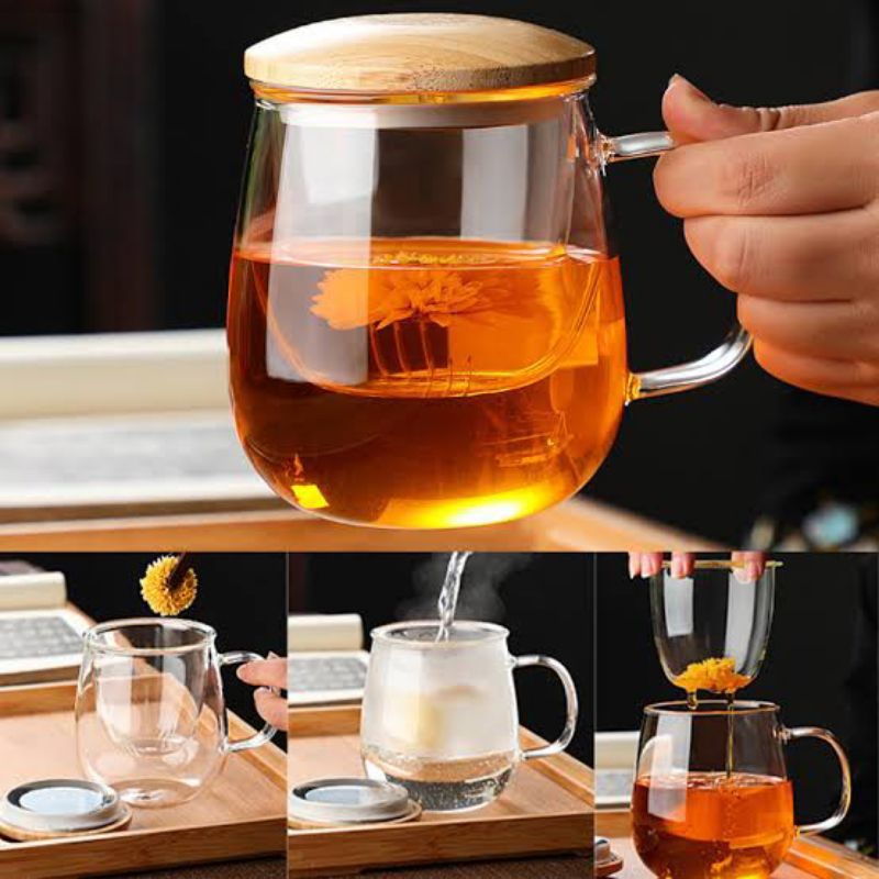Jual Tea Infuser / Gelas Teh Kaca / Gelas Teh Saringan / Gelas Infuser ...