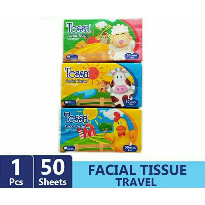 Jual Tessa Facial Tissue travel pack (50sheets - 2ply) | Shopee Indonesia
