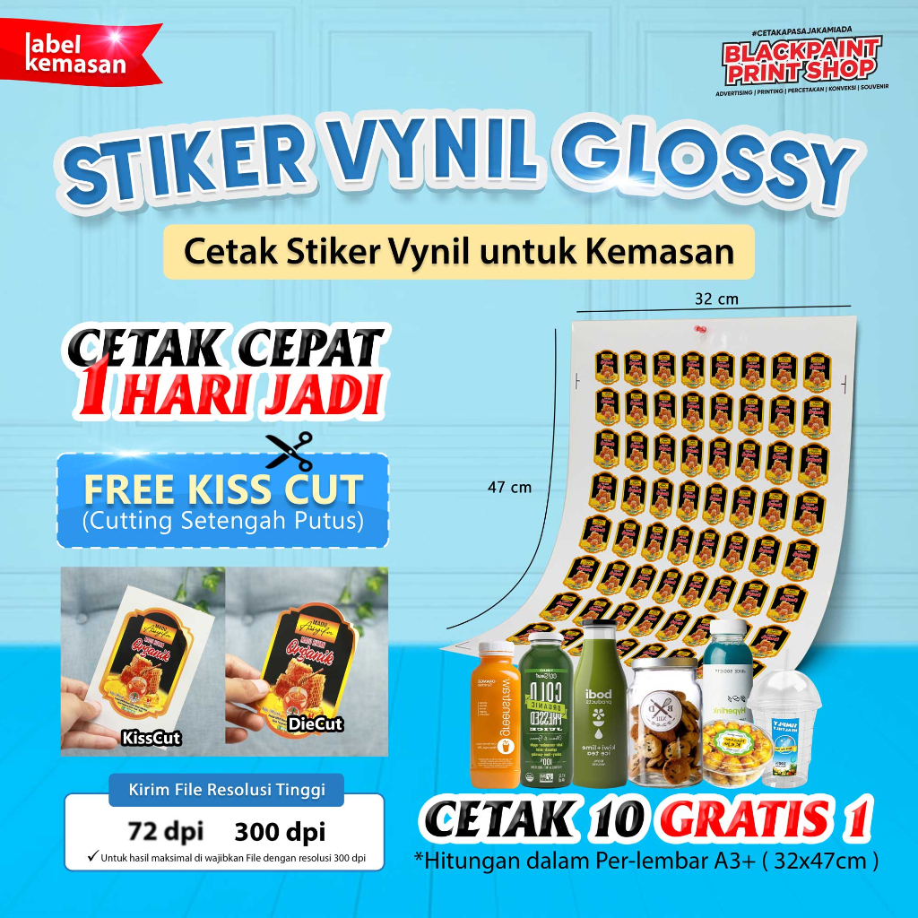Jual Stiker Label Laser A3+ Vinyl Glossy / Stiker Kemasan Makanan ...