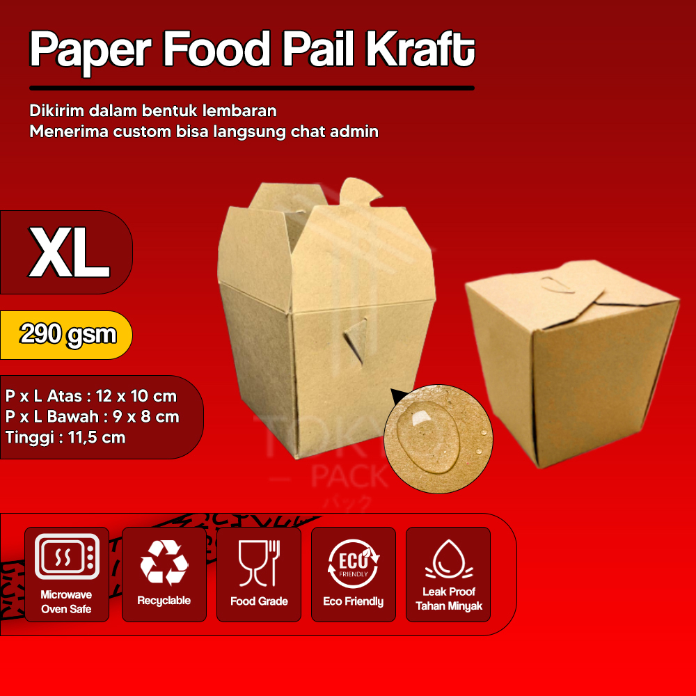 Jual PAPER FOOD PAIL /RICE BOX PAPER/FOOD PAIL BOX MEDIUM/LARGE ...