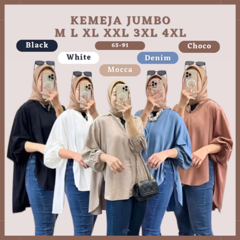 Jual Noomi Kemeja Crinkle Jumbo M L XL XXL 3XL 4XL - Kemeja Wanita Ld 120 130 140 | Shopee Indonesia