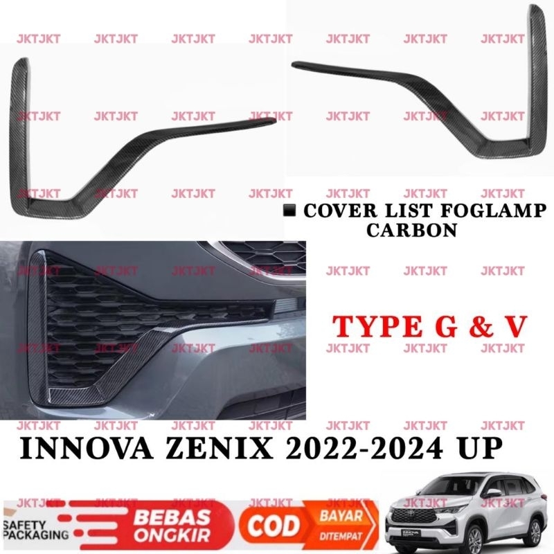 Jual List Fog Lamp Innova Zenix 2022 2023 2024 Foglamp Cover Carbon ...