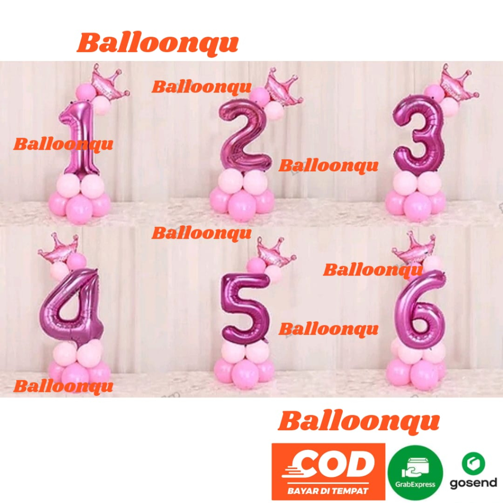 Jual [80CM] PAKET BALON ANGKA PINK STANDING SET DEKORASI | Shopee Indonesia
