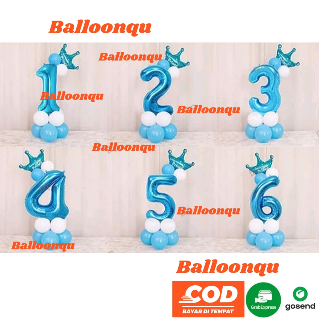 Jual [80CM] PAKET BALON ANGKA BIRU STANDING SET DEKORASI | Shopee Indonesia