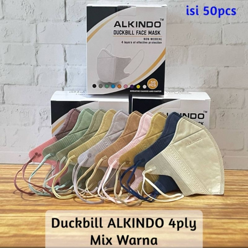 Jual Duckbill Mouson Alkindo Embos Garis 4 ply Mix Warna Hitam Putih Abu White Black Grey ...