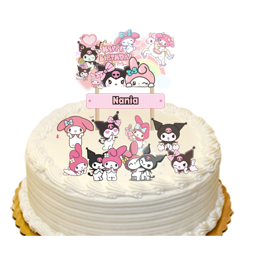 Jual Kuromi Melody Sanrio Cake Topper Custom nama/ hiasan kue happy ...