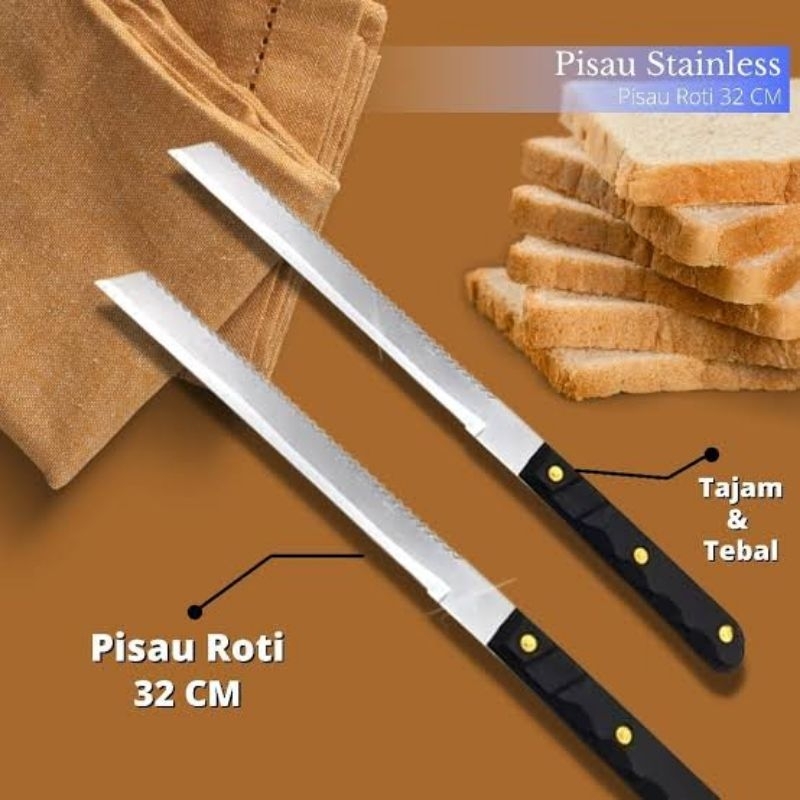 Jual Pisau Roti Bread Knife Panjang Long Kebutuhan Dapur stenlis steel ...
