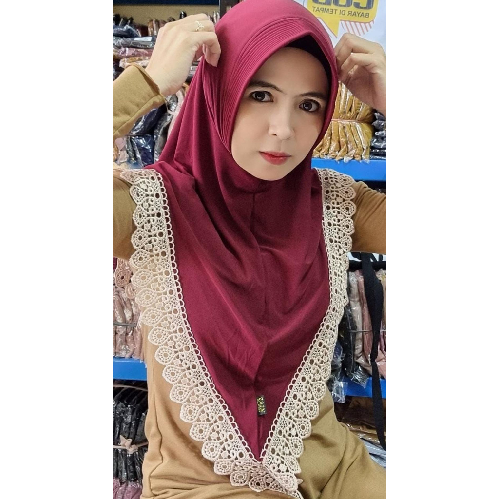 Jual Jilbab Instan Premium Hijab Mirza Mix Renda Ori Zain Collection ...