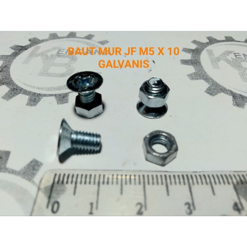 Jual BAUT MUR JF M5 X 10 GALVANIS KUNCI OBENG PLUS PANJANG 1 CM | Shopee Indonesia