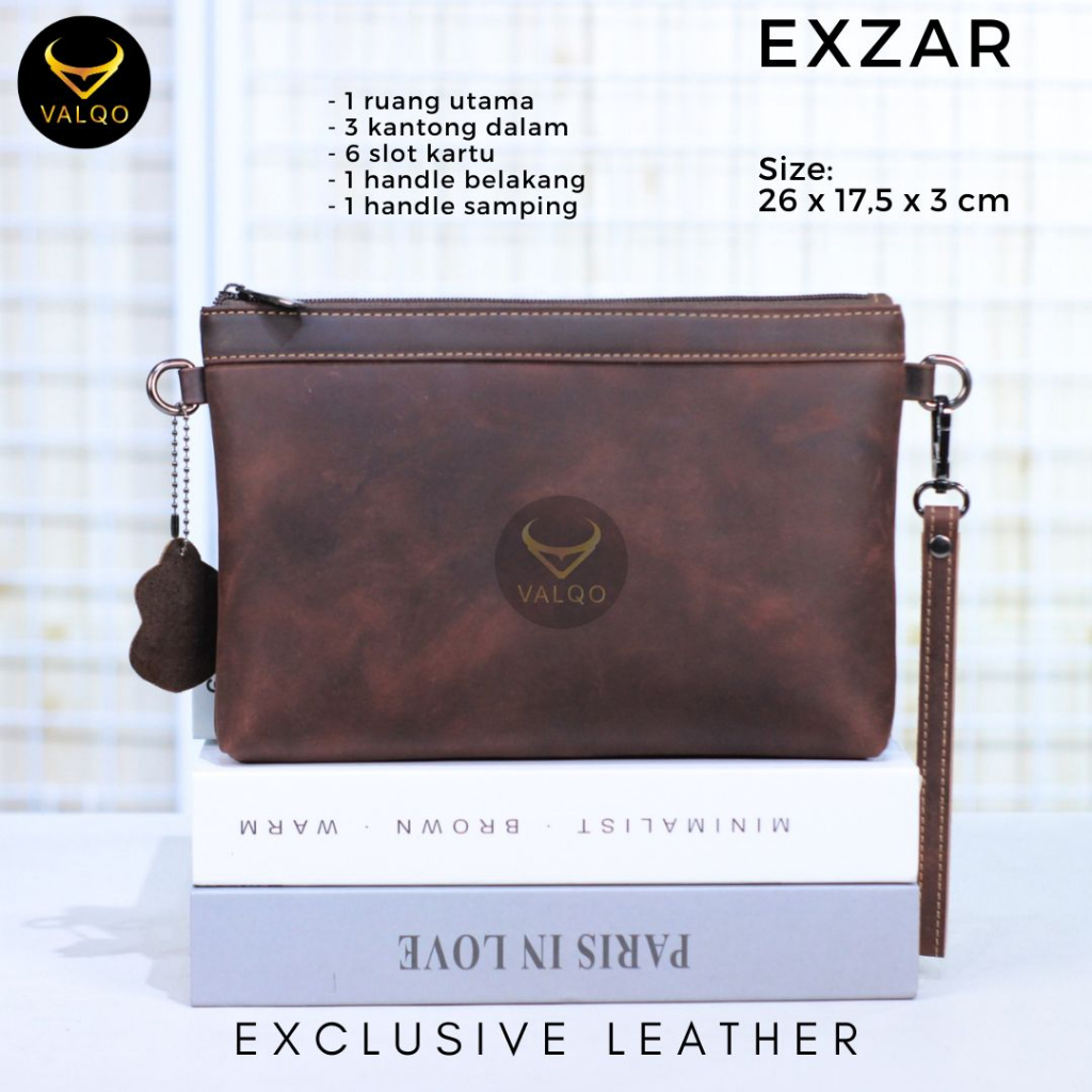 Jual VALQO EXZAR Clutch kulit Sapi Pouch Kulit Handbag Wanita Pria 6 ...